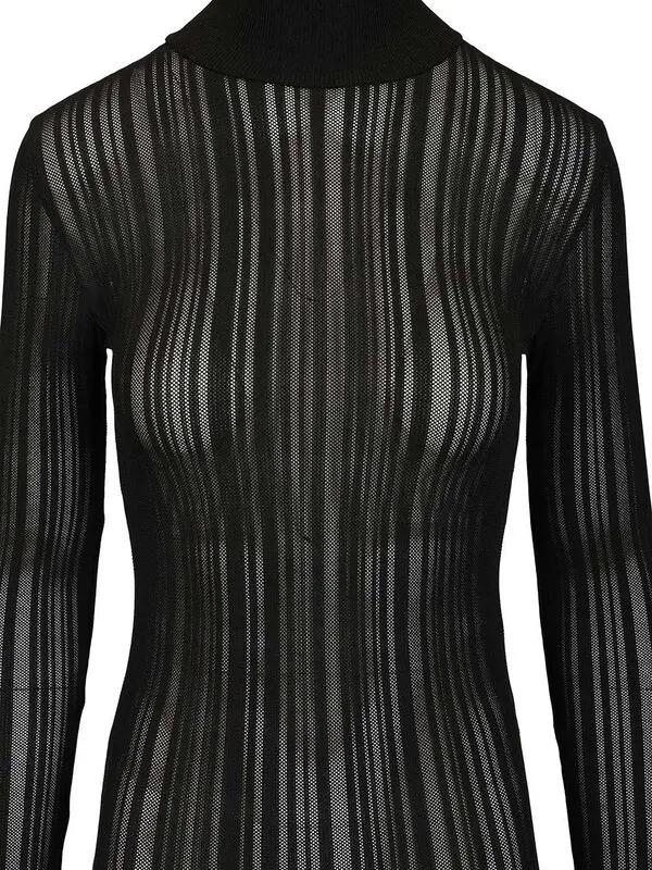 AMAZUIN Lydia Ribbed Sheer Turtleneck Mini Dress