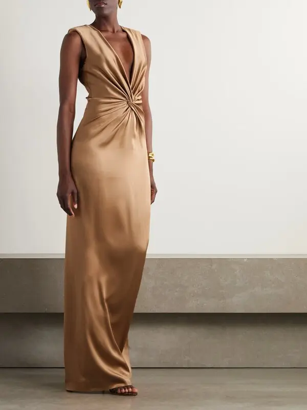 TOM FORD Ruched Silk Satin Evening Dress