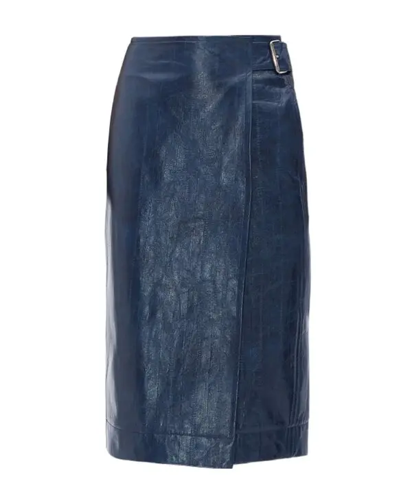 Bottega Veneta Embossed Leather Midi Skirt