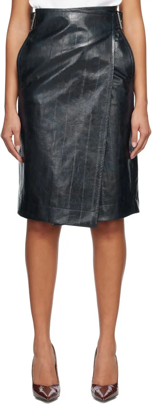 Bottega Veneta Embossed Leather Midi Skirt