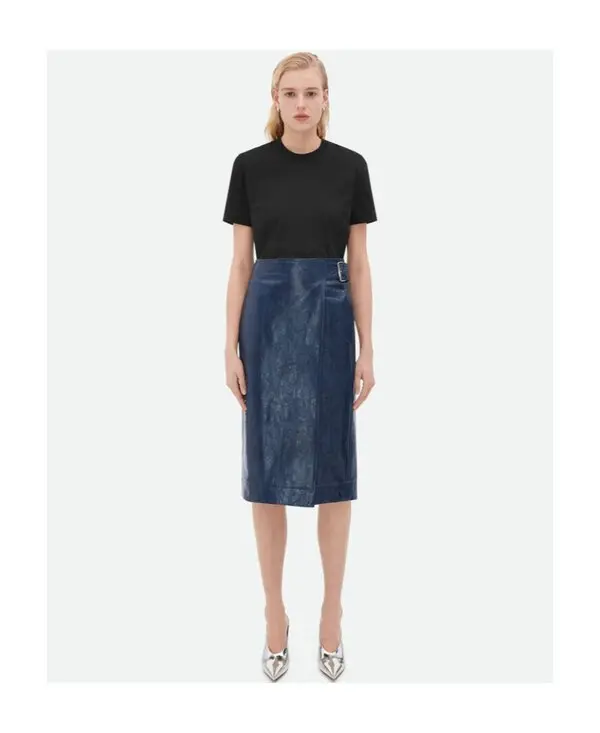 Bottega Veneta Embossed Leather Midi Skirt