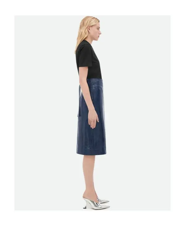 Bottega Veneta Embossed Leather Midi Skirt