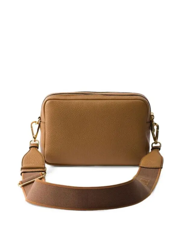 Prada Logo Detailed Zipped Crossbody Bag - Brown