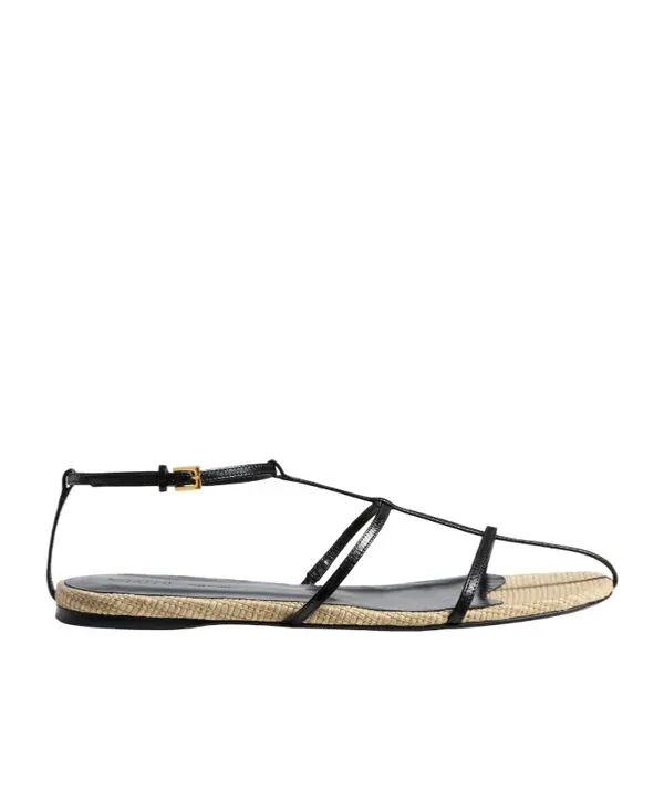 Khaite Cage Flat Sandals - Black