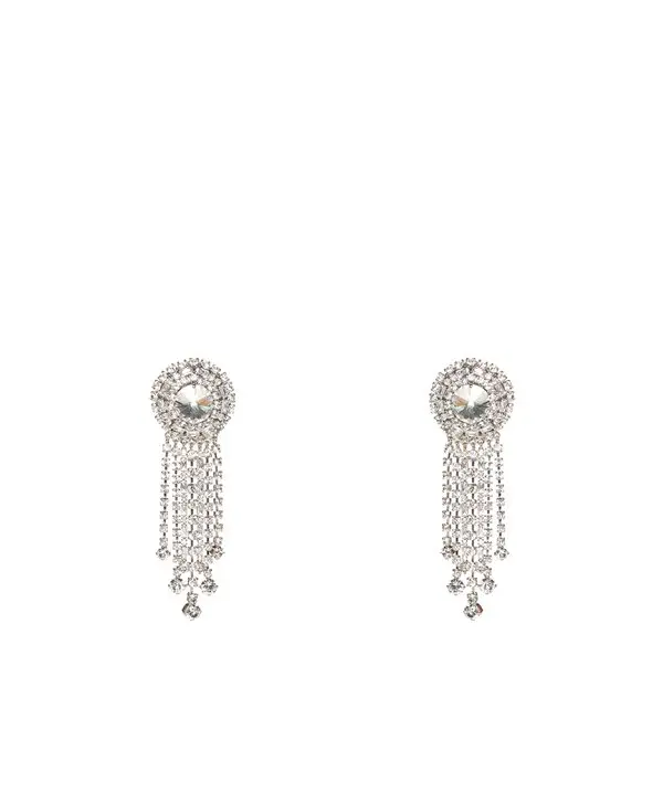 Alessandra Rich Embellished Dangle Clip-on Earrings - White