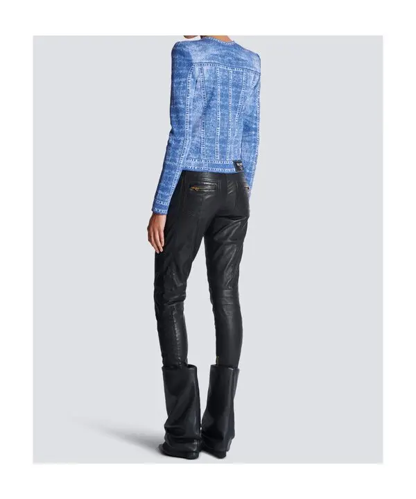 Balmain Denim-effect Logo Detailed Knitted Cardigan