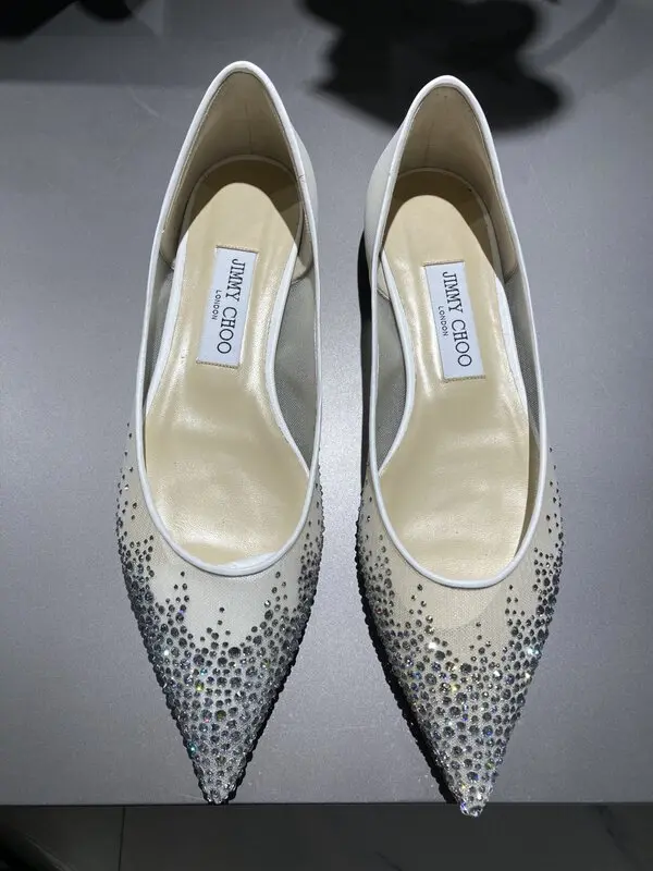 JIMMY CHOO Love Flat Crystal-embellished Ballerina Shoes
