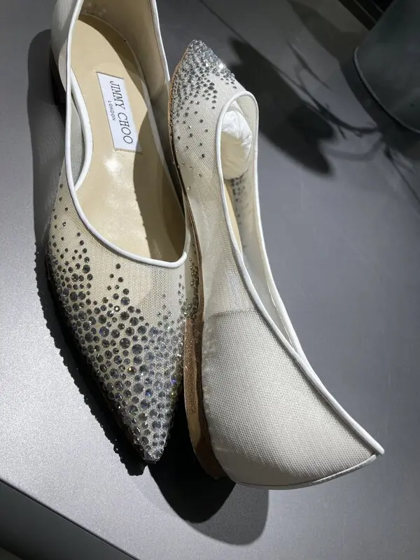 JIMMY CHOO Love Flat Crystal-embellished Ballerina Shoes