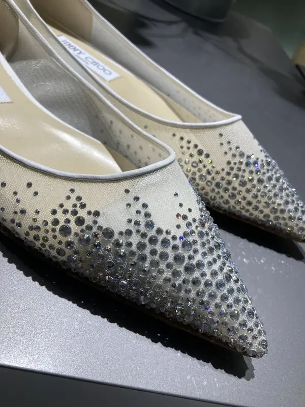 JIMMY CHOO Love Flat Crystal-embellished Ballerina Shoes