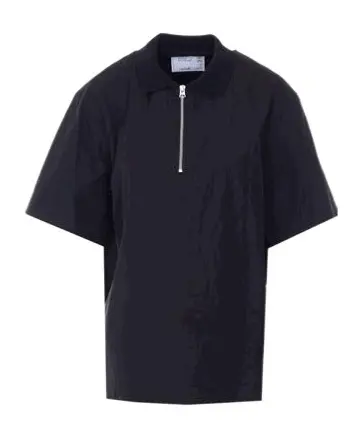 Sacai Half-zip Short-sleeve Polo Shirt - Black