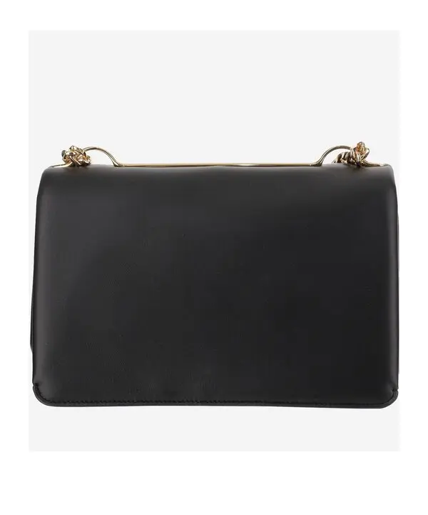 Valentino Garavani Logo Plaque Foldover Top Shoulder Bag - Black
