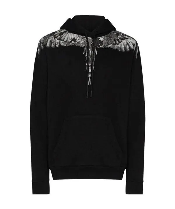 MARCELO BURLON COUNTY OF MILAN Wing Print Hooded Hooded Hoodie - Black