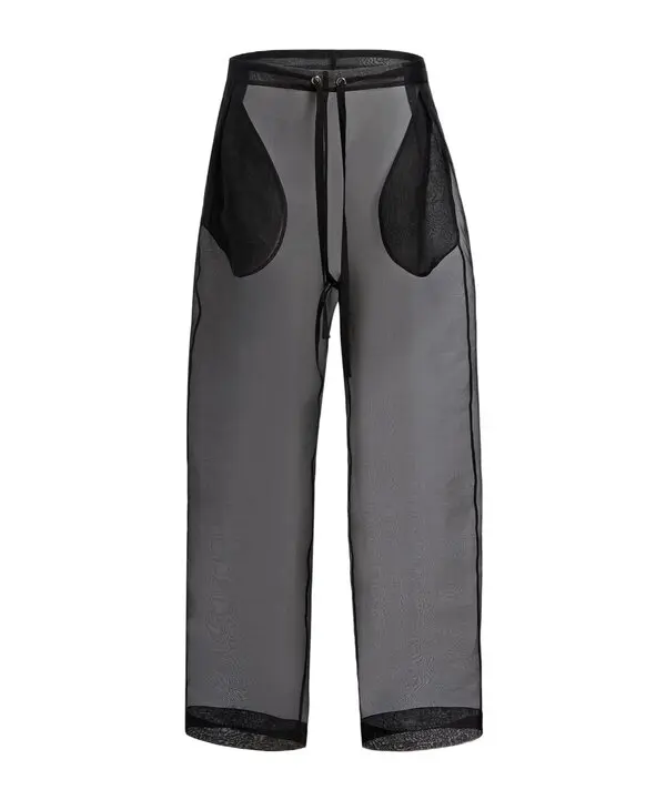 Khaite Trenton Drawstring Relaxed-fit Pants - Black Organza