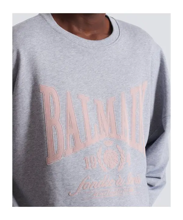 Balmain Cotton Sweatshirt With Flocked Logo