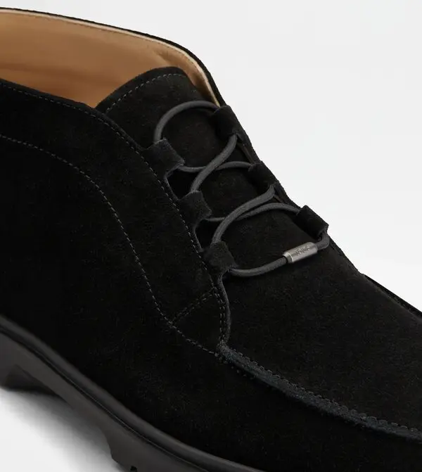 TOD'S Suede Lace-up Desert Boots - Black