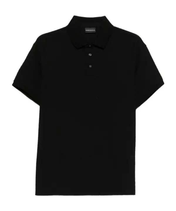Emporio Armani Logo-jacquard Polo Shirt - Black