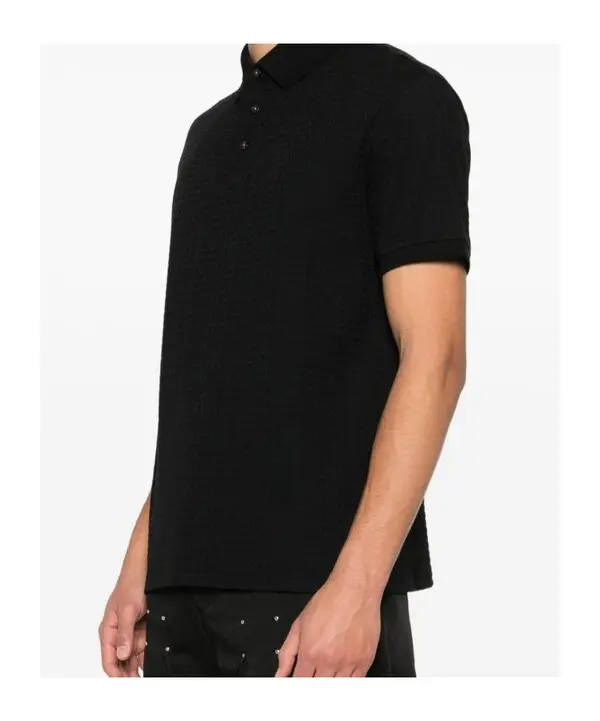 Emporio Armani Logo-jacquard Polo Shirt - Black