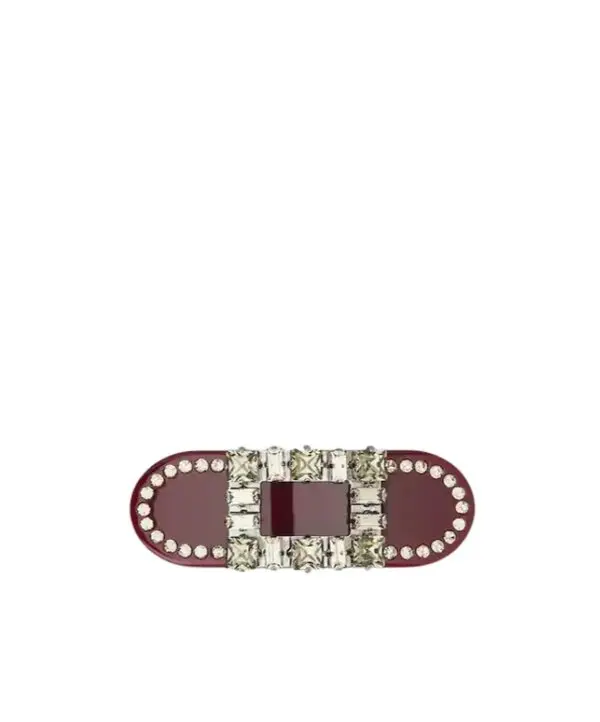 ROGER VIVIER Trés Vivier Hair Clip With Crystal Buckle - Burgundy Red