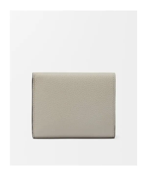 Loewe Trifold Wallet In Soft Grained Calfskin - Shell Grey/eucalyptus