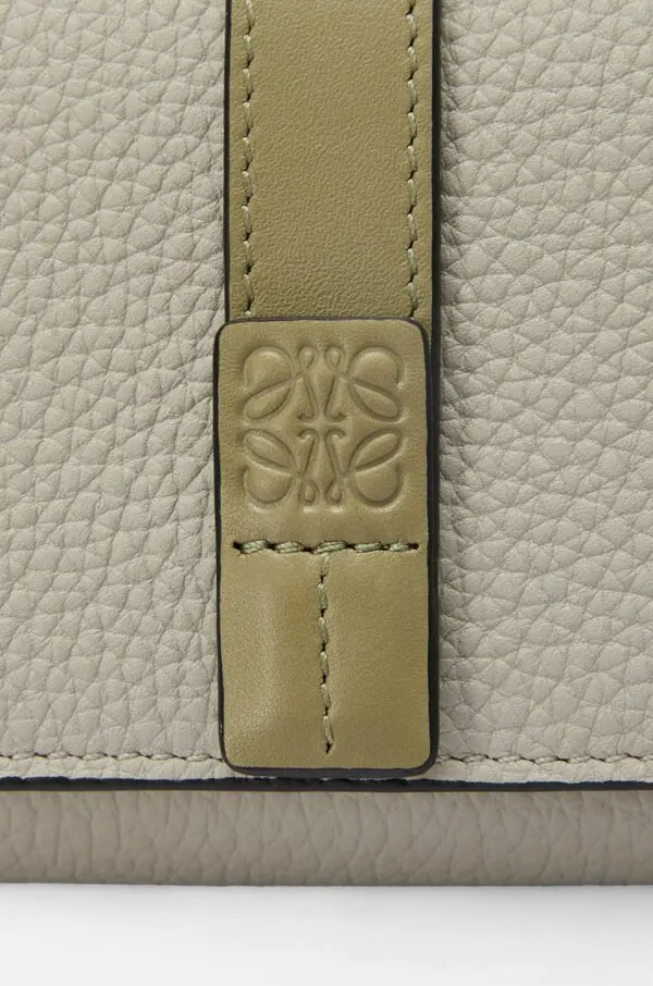 Loewe Trifold Wallet In Soft Grained Calfskin - Shell Grey/eucalyptus