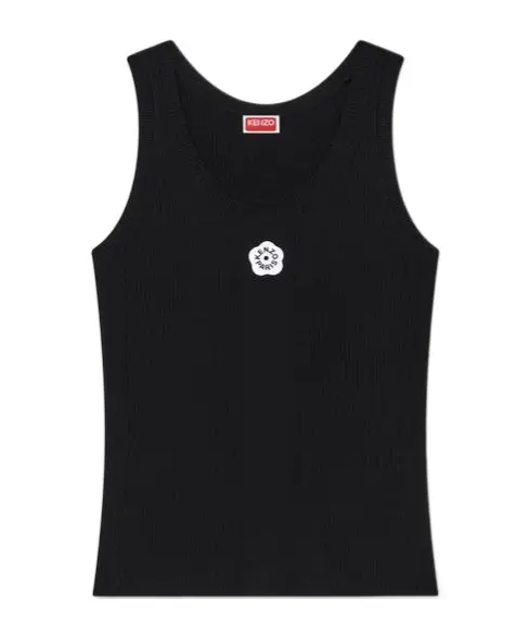 Kenzo Boke Flower 2.0 Embroidered Rib Tank Top - Black