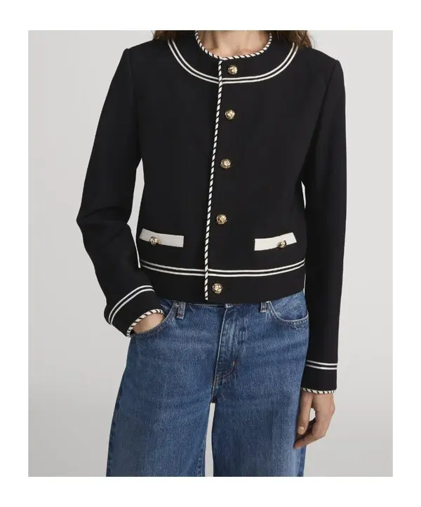FRAME Button Embellished Cropped Jacket