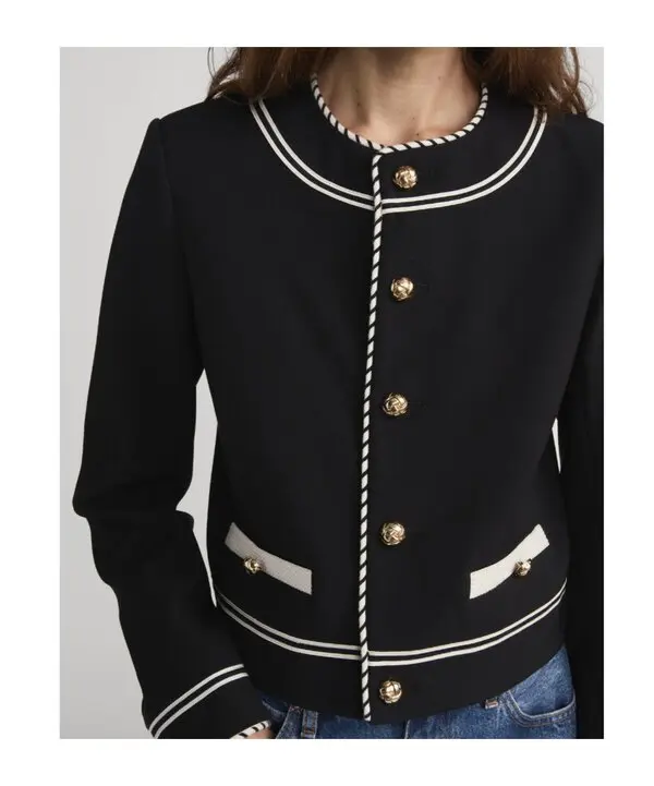 FRAME Button Embellished Cropped Jacket