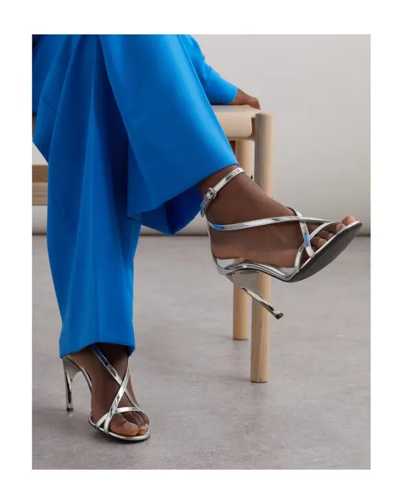 Alexander McQueen Silver Strappy Heeled Sandals