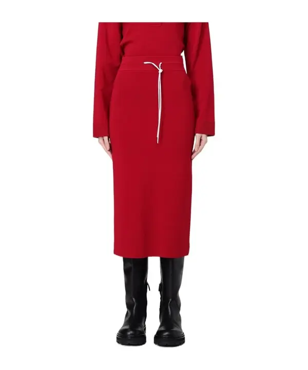 Patrizia Pepe Knitted Midi Skirt With Drawstring And Back Slit