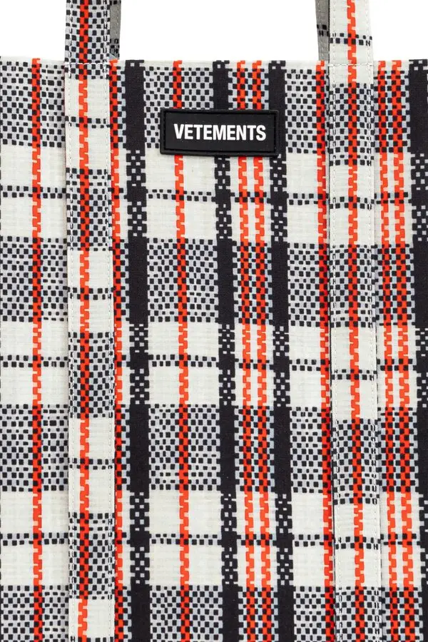 Vetements Plaid Logo Tote