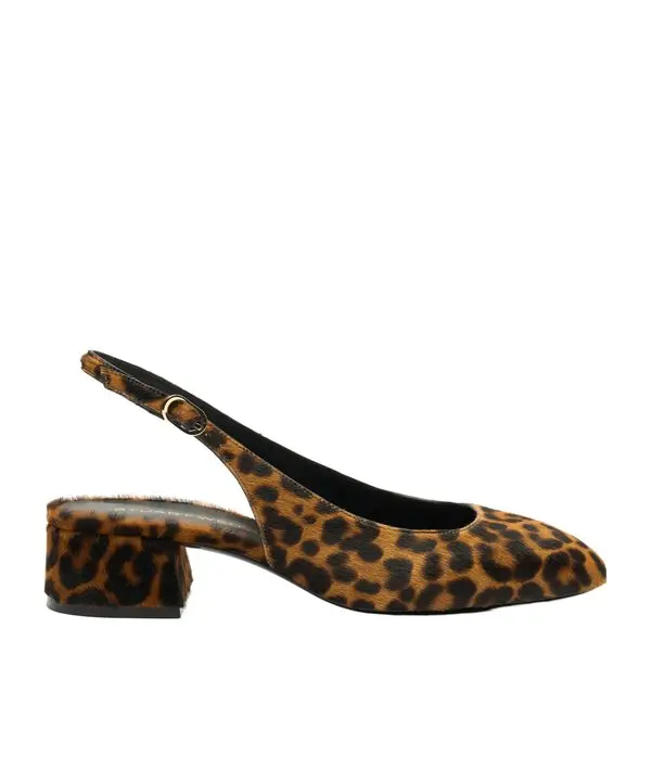 STUART WEITZMAN Maeve Slingback Leopard Print Haircalf Block Heel - Classic