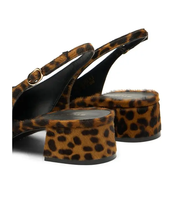 STUART WEITZMAN Maeve Slingback Leopard Print Haircalf Block Heel - Classic