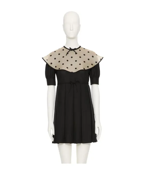 Valentino Garavani Short Sleeve Polka Dot Dress - Black