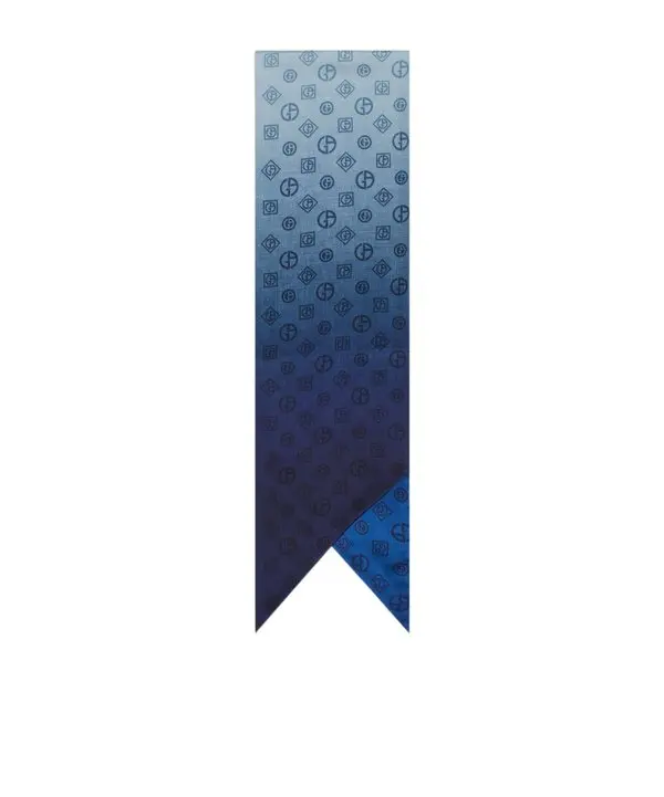 Giorgio Armani All-over Logo-printed Scarf - Navy Blue