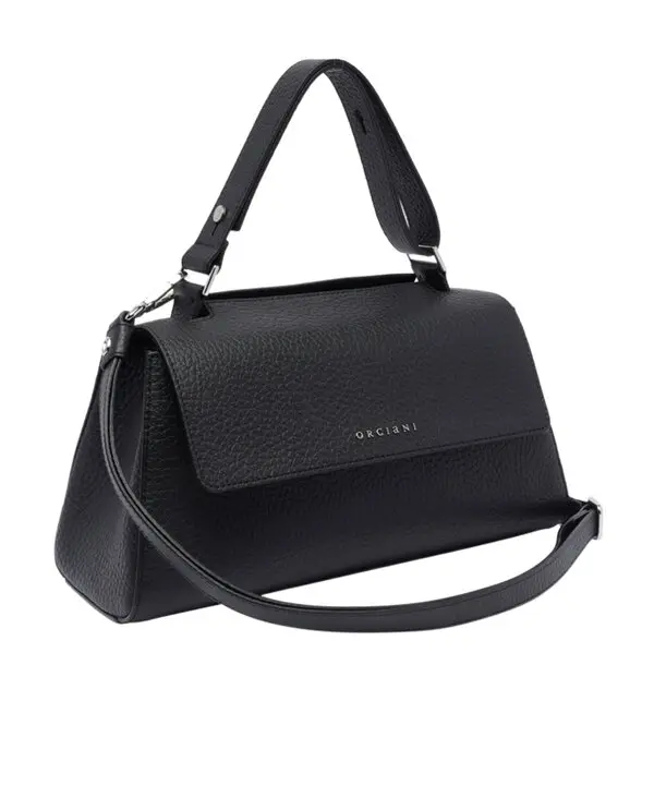 Orciani Sveva Longuette Shoulder Bag With Logo Lettering - Black