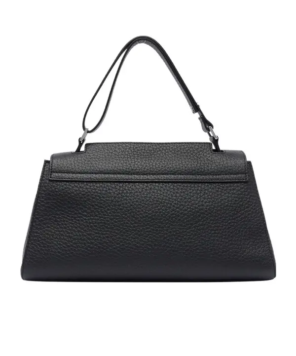 Orciani Sveva Longuette Shoulder Bag With Logo Lettering - Black