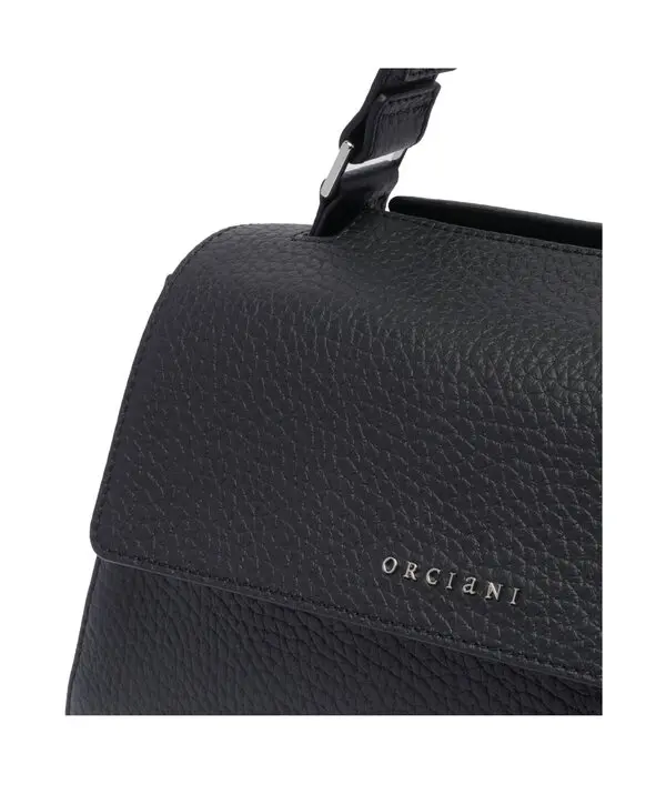 Orciani Sveva Longuette Shoulder Bag With Logo Lettering - Black