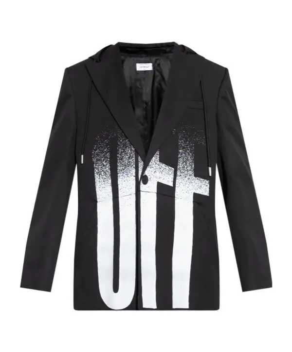 Off-White Logo Printed Hooded Jacket - Black