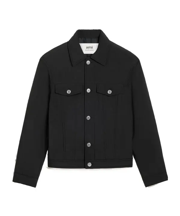 Ami Logo Plaque Trucker Jacket - Black