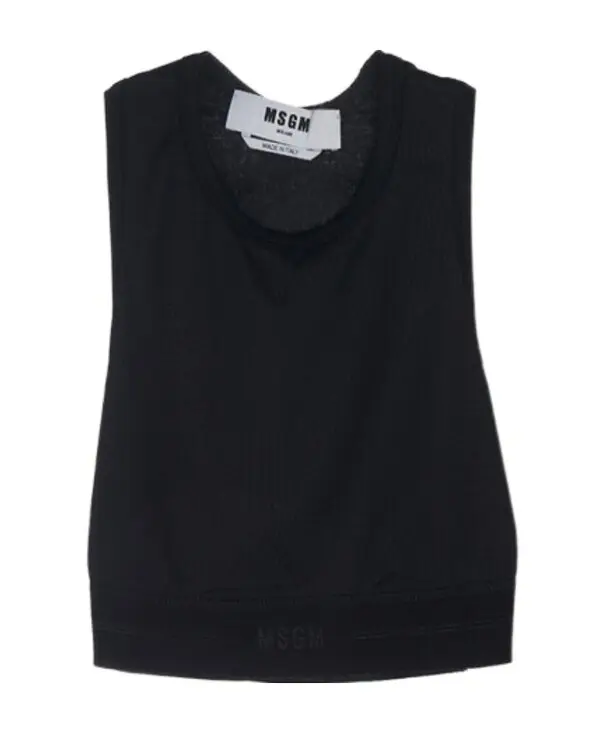 MSGM Sleeveless Round Neck Sweater - Black