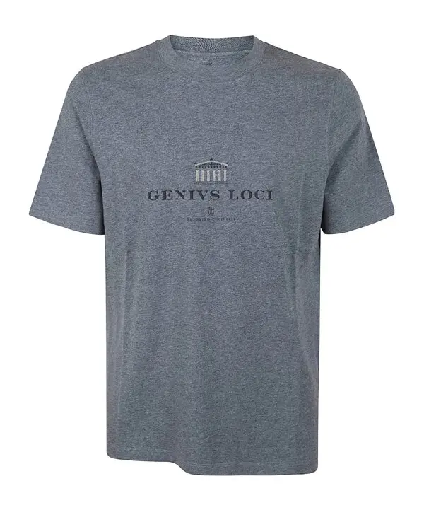 Brunello Cucinelli Printed Jersey Crew Neck T-shirt - Gray