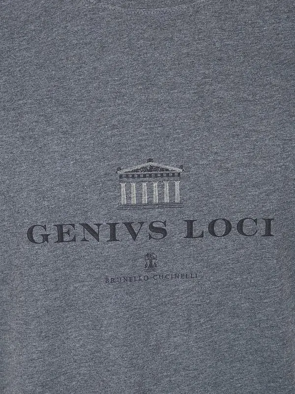 Brunello Cucinelli Printed Jersey Crew Neck T-shirt - Gray