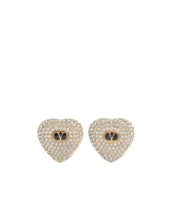 Valentino Garavani Coeur Royal Metal, Enamel And Swarovski Crystal Earrings - Gold/black/crystal