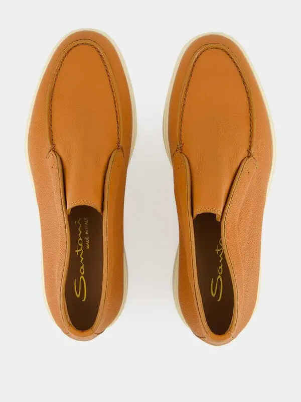 Santoni Leather Slip-on Boots - Light Brown
