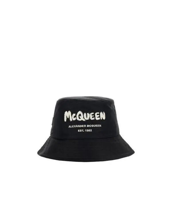 Alexander McQueen Graffiti Logo Bucket Hat - Black