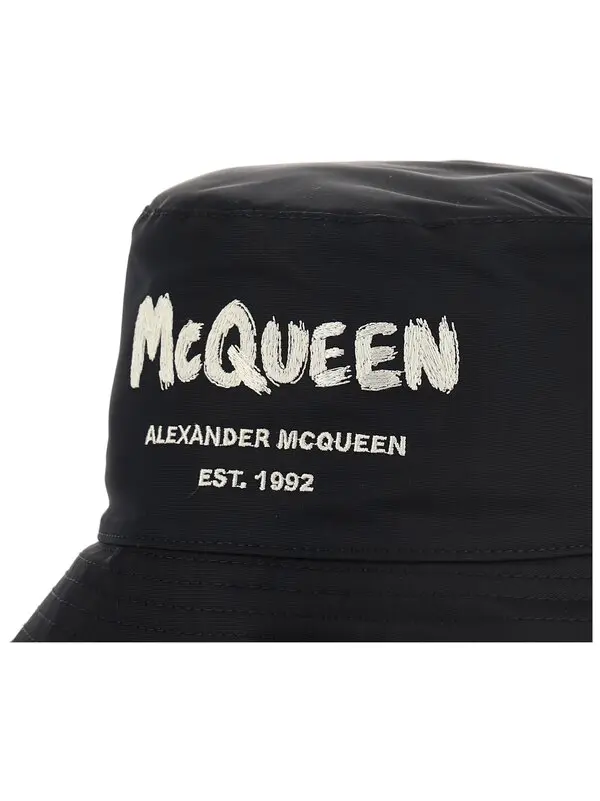 Alexander McQueen Graffiti Logo Bucket Hat - Black