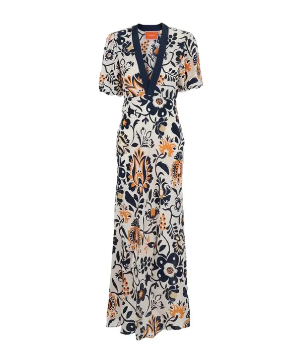 La DoubleJ Marlene Maxi Dress In Floral Print - Gray