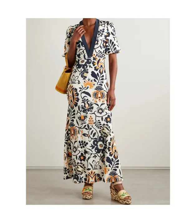 La DoubleJ Marlene Maxi Dress In Floral Print - Gray