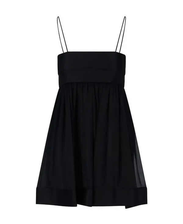 Saint Laurent Sleeveless Crepe Muslin Mini Dress - Black