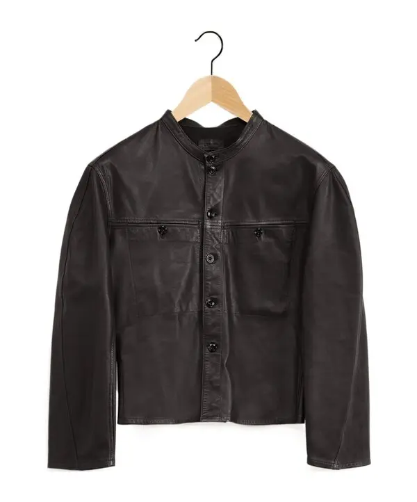 LEMAIRE Curved Sleeve Leather Jacket